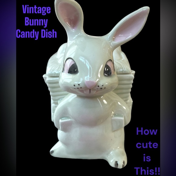Vintage | Holiday | Vintage Easter Bunny Rabbit Pulling Cart Eggs Candy ...